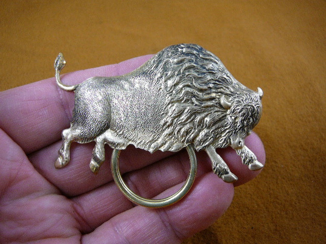 Charging Wild Buffalo Roaming Roam Bison Victorian Repro Brass Eyeglass ...