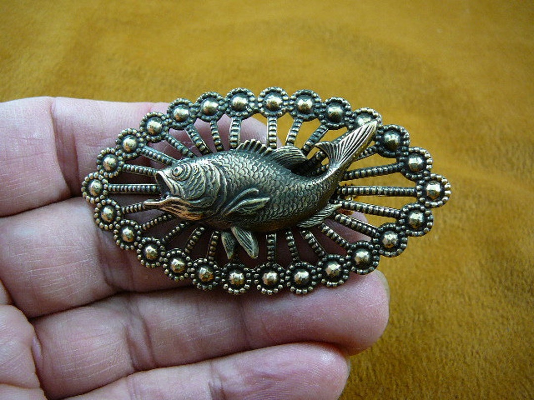 Large Mouth Largemouth Bass Fish I Love Going Fishing Victorian BRASS ...
