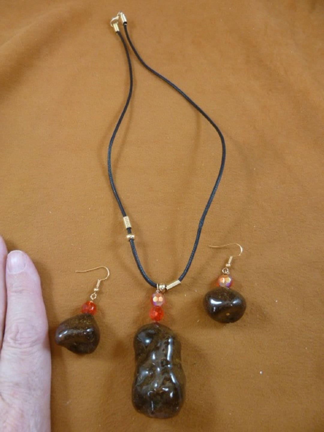 Real Moose POOP Doo Doo Nugget + Iridescent Red Glass Gold Tone Brass ...