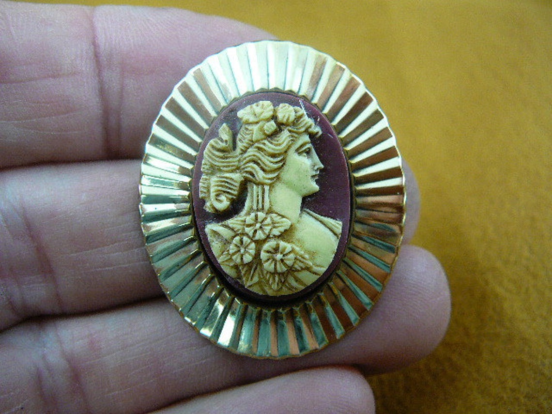 Grecian Greek Woman With Flowers in Her Hair Cameo Pin Pendant - Etsy