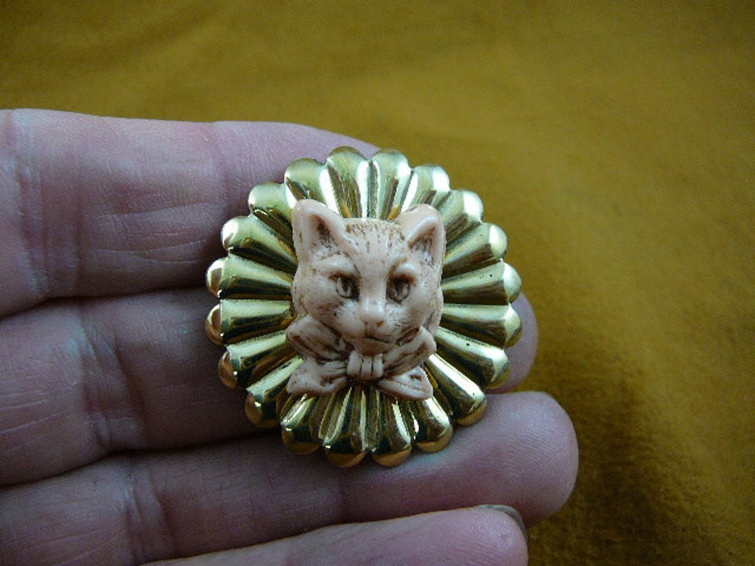 Cat I Love Cats Little Baby Kitten CAMEO Pin Pendant Brass Brooch Cs28 ...