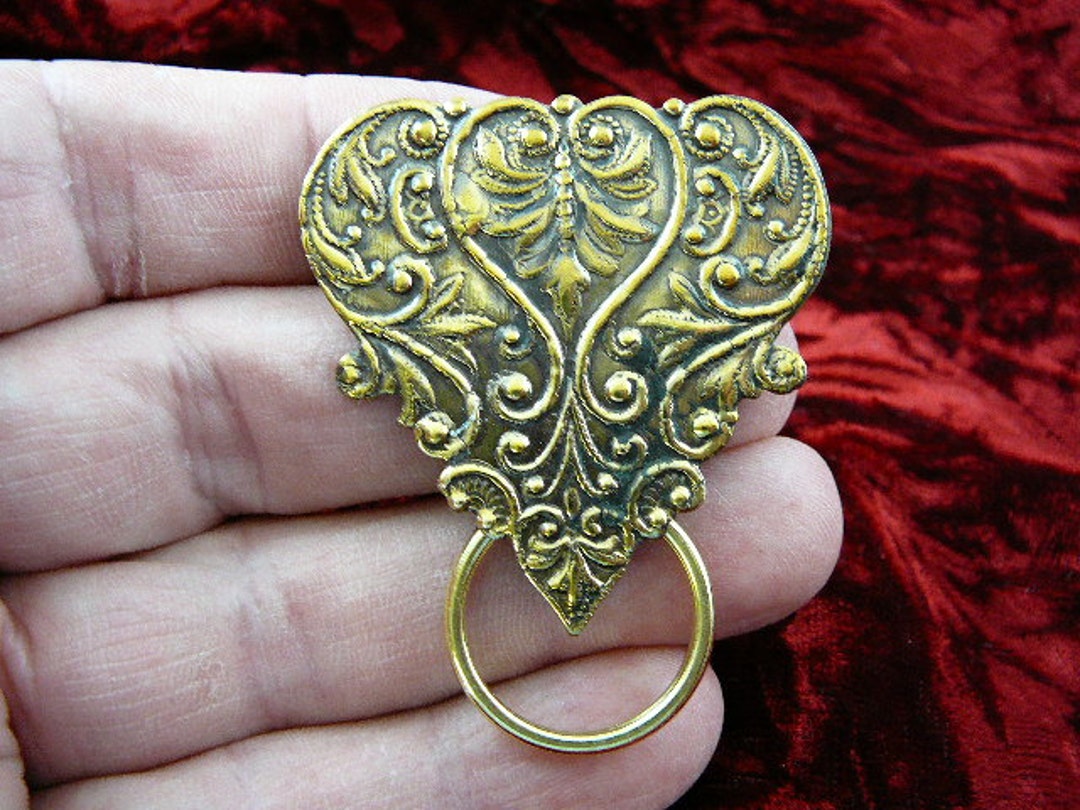 Heart Scrolled Brass Eyeglass Pin Pendant ID Badge Holder E-365 - Etsy