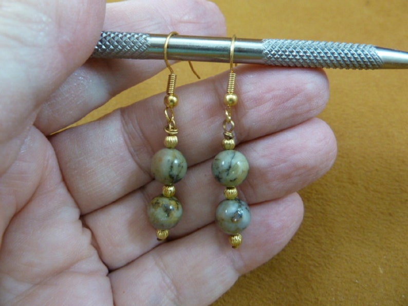 8 Mm Real DINOSAUR POOP Two Bead Gold Wire Dangle Beaded - Etsy