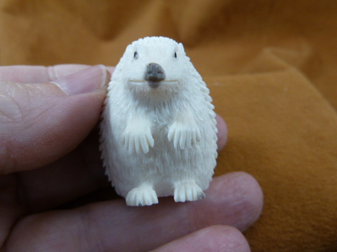 Lil White Hedgehog Sitting up of Shed ANTLER Figurine Bali Detailed ...