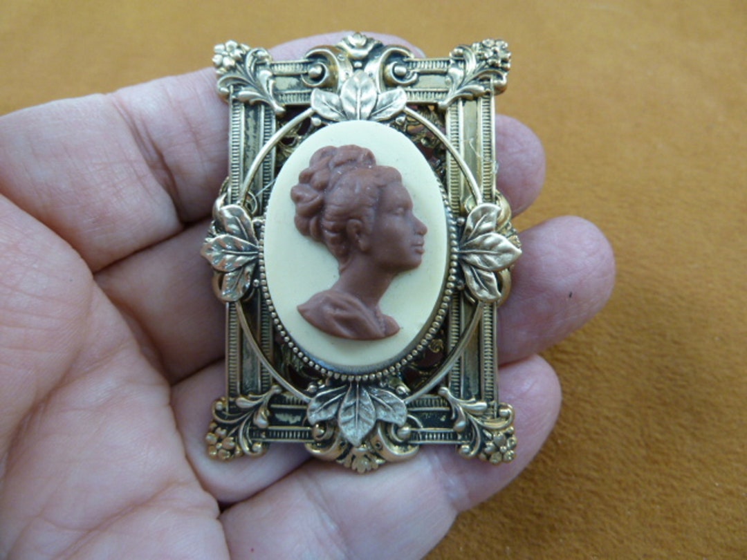 RARE African American Woman Profile LADY Ivory + Milk Chocolate CAMEO ...