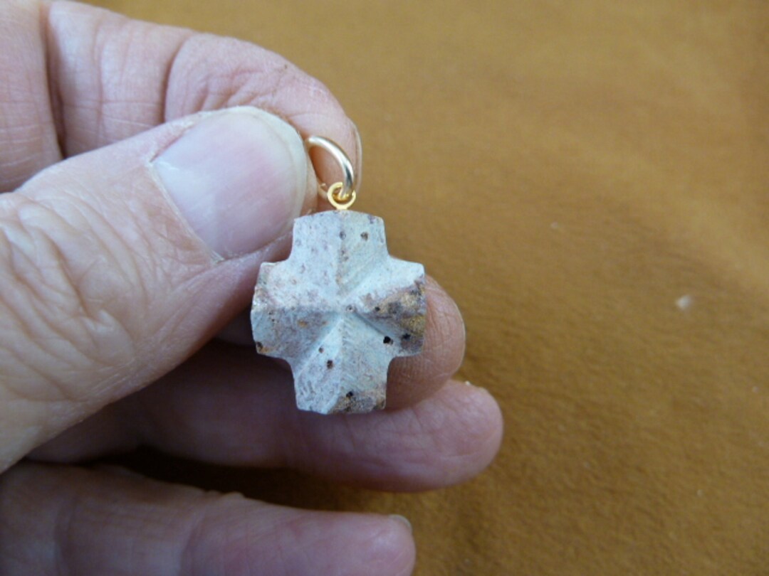 3/4 Natural Fairy Stone Cross Gold Loop Pendant Jewelry Necklace ...