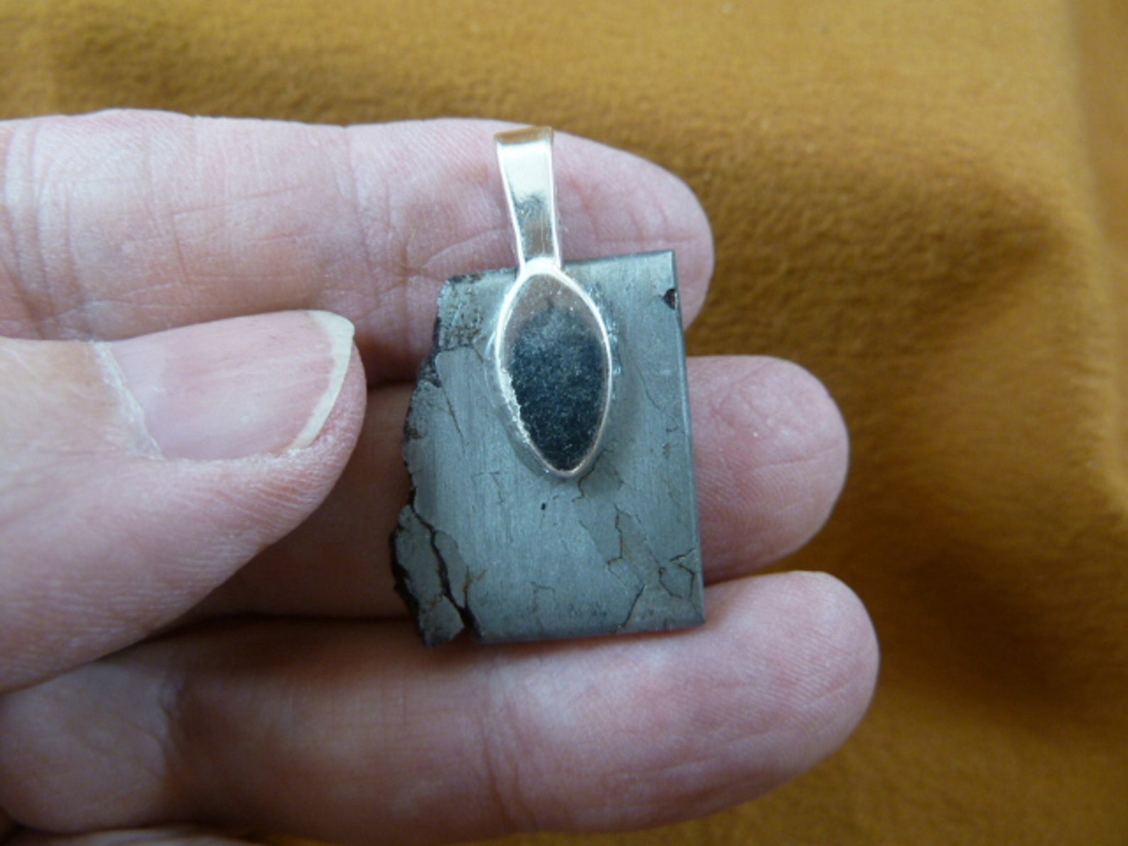 7.3 G Campo Del Cielo Meteorite Slice Pendant Widmanstatten Pattern ...
