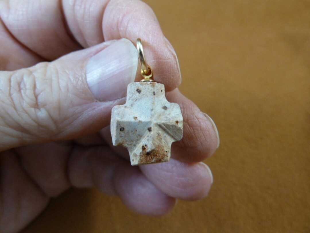5/8" Natural Fairy Stone Cross Gold Loop Pendant Jewelry Necklace ...