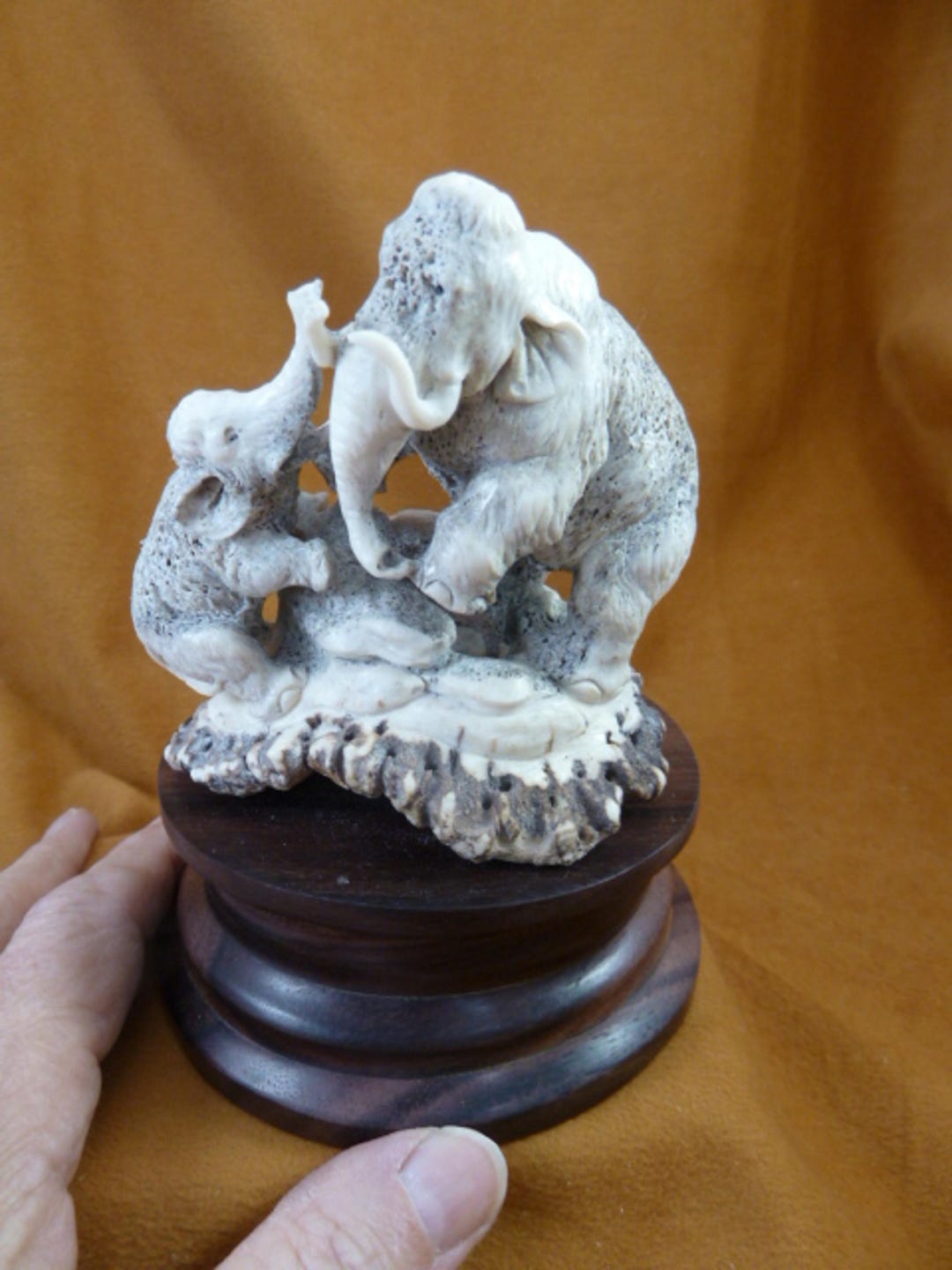 Mother and Baby White Gray Woolly Mammoths Standing Figurine Bali ...