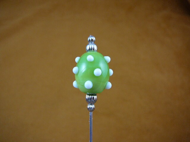 Lime Green White Polka Dot Glass With Silver Bead Beaded | Etsy