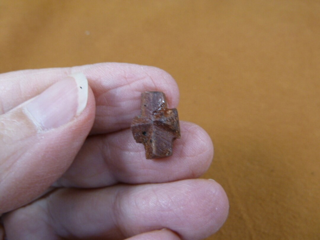 5/8" Fairy Stone Cross Staurolite Crystal Oiled Christian Religious DIY ...