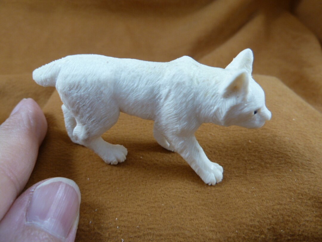 Large White Lynx Cat Bobcat of Shed ANTLER Figurine Bali Detailed ...