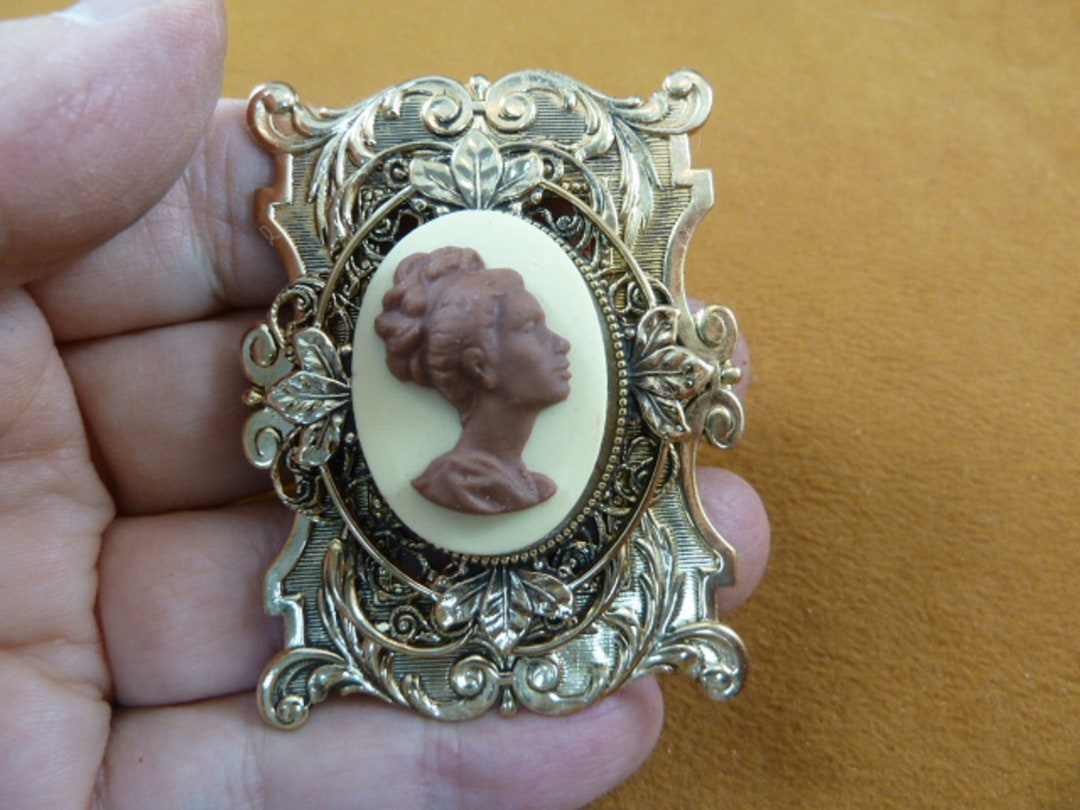 RARE African American Woman Profile LADY Ivory + Milk Chocolate CAMEO ...