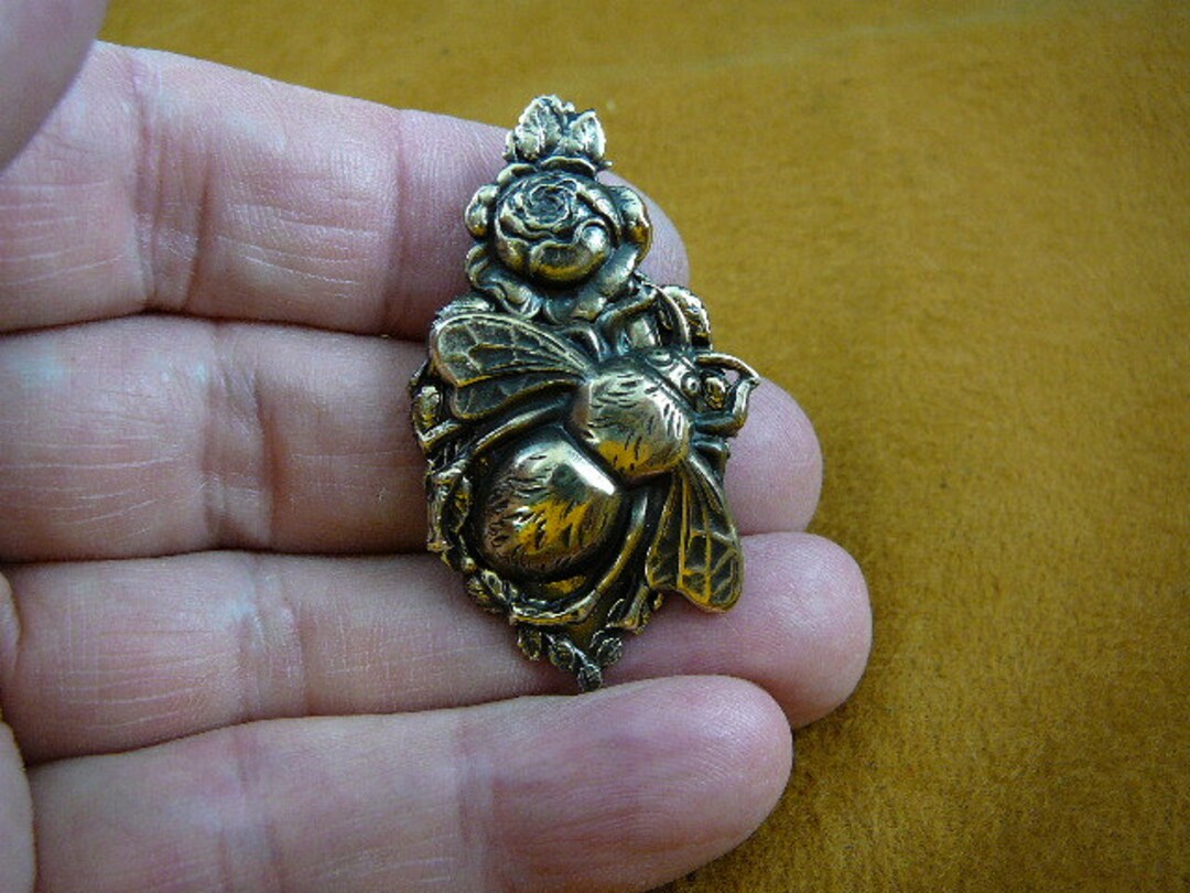 Bee Bumble Bees Honey Insect Bug Bugs Lover Rose Flower Flowers Brass ...