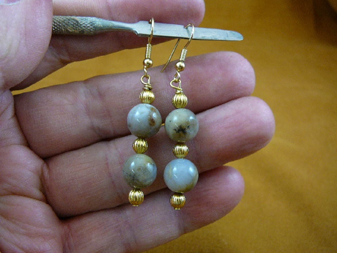 12 Mm Real DINOSAUR POOP Double Bead Gold Wire Dangle Beaded - Etsy