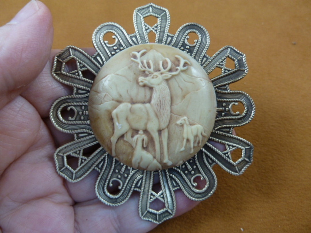 Elk Buck Deer With Hunting Dog Dogs in Wild Mountain on the Hunt Round ...