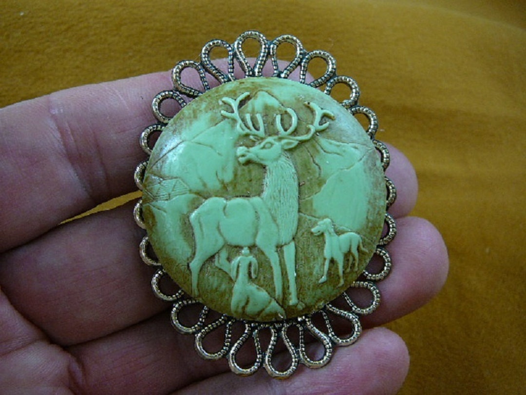 Elk Buck Deer With Hunting Dog Dogs in Wild Mountain on the Hunt Tan ...