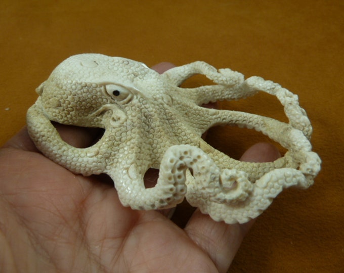 Large White Octopus of Shed ANTLER Figurine Bali Detailed Carving of ...