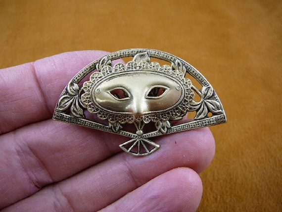 Mardi gras face Theater play eye costume mask on scrolled fan | Etsy