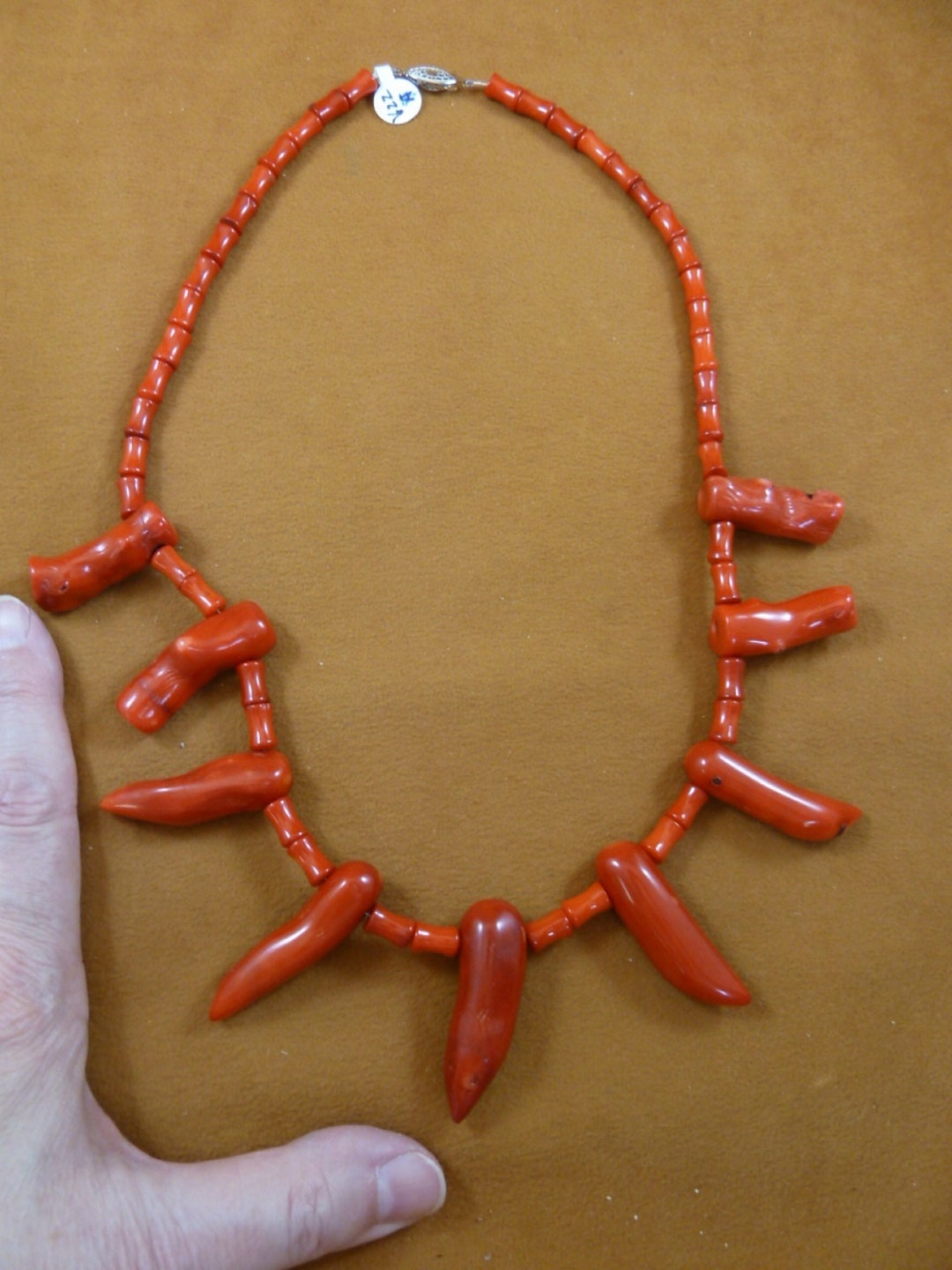 22 Inch Long Natural Branch Red Bamboo Coral Finger Fingers Beads Bead ...