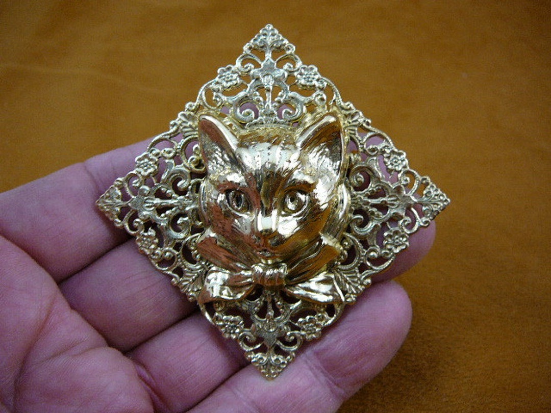 Large Cat Head With Neck Bow Kitty Kitten Love Cats Lover Diamond ...