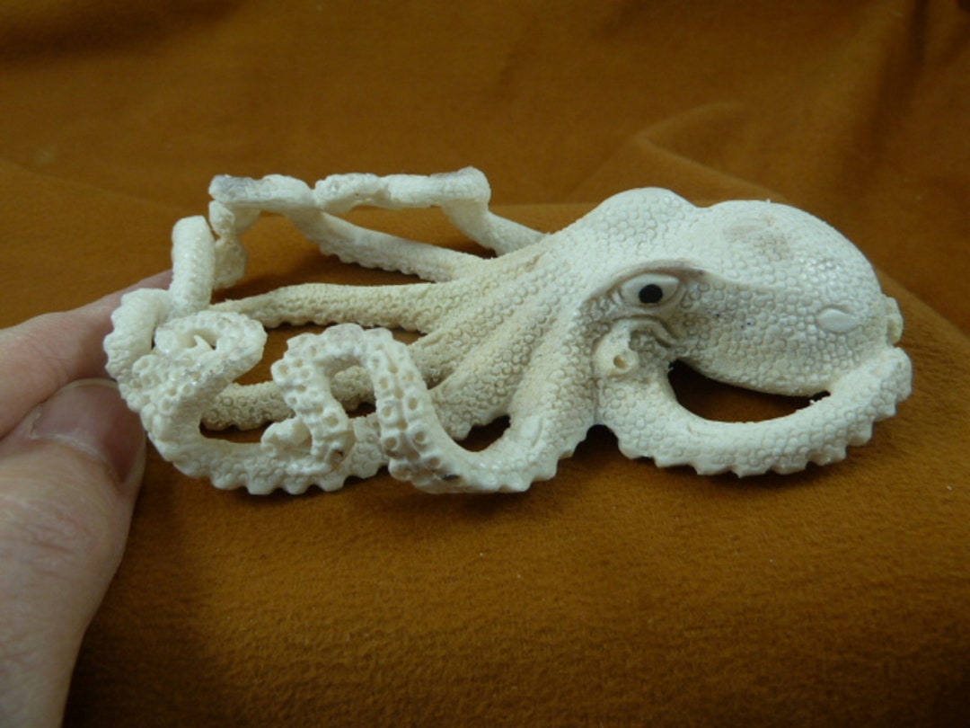 Large White Octopus of Shed ANTLER Figurine Bali Detailed Carving of ...