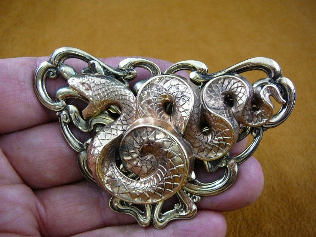 Snake Coiled Striking Snakes Reptile Lover Victorian Repro Brass Pin ...