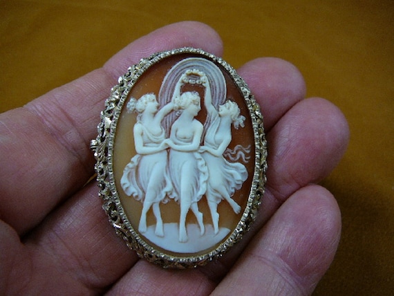Vintage Three Muses Dancing Women With Hair up Oval Carved - Etsy