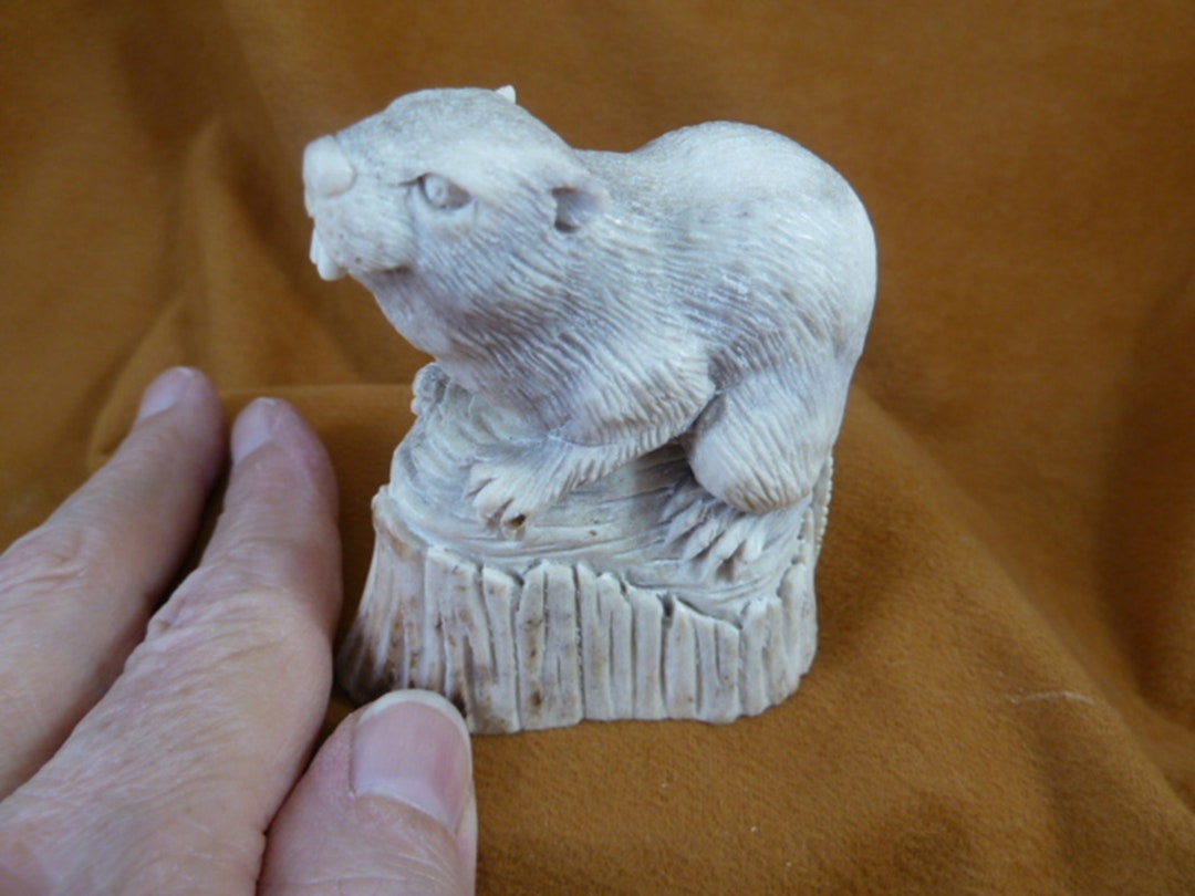 Beaver of Shed ANTLER Figurine Bali Detailed Carving of Shed Moose ...