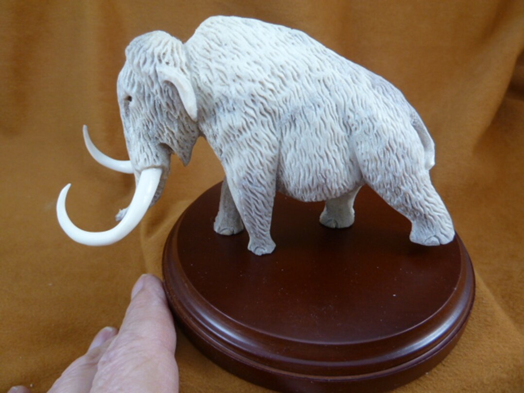 Extra Large Single White Gray Wooly Mammoth Standing Figurine Bali ...