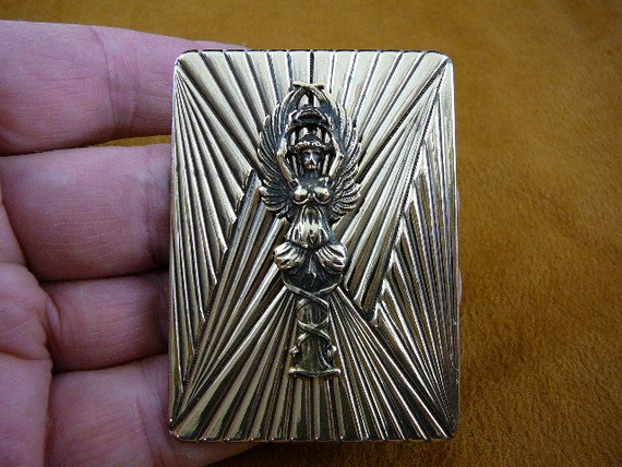 Angel Woman Lady on Textured Rectangle Victorian BRASS Pin | Etsy