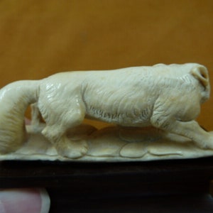 Cowering Wolf Figurine Bali Detailed Carving of Shed Moose Antler on ...