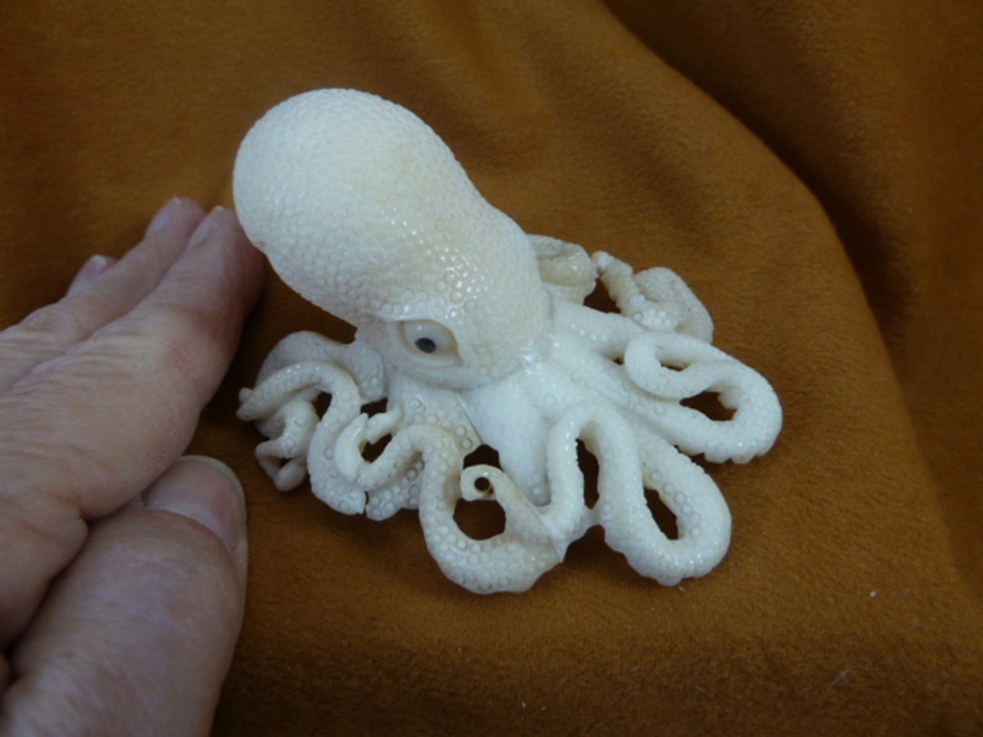 Large White Octopus of Shed ANTLER Figurine Bali Detailed Carving of ...