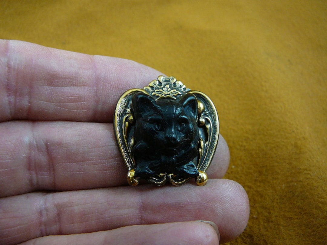 Little Black Cat I Love Cats Little Baby Kitten With Bow CAMEO Pin ...