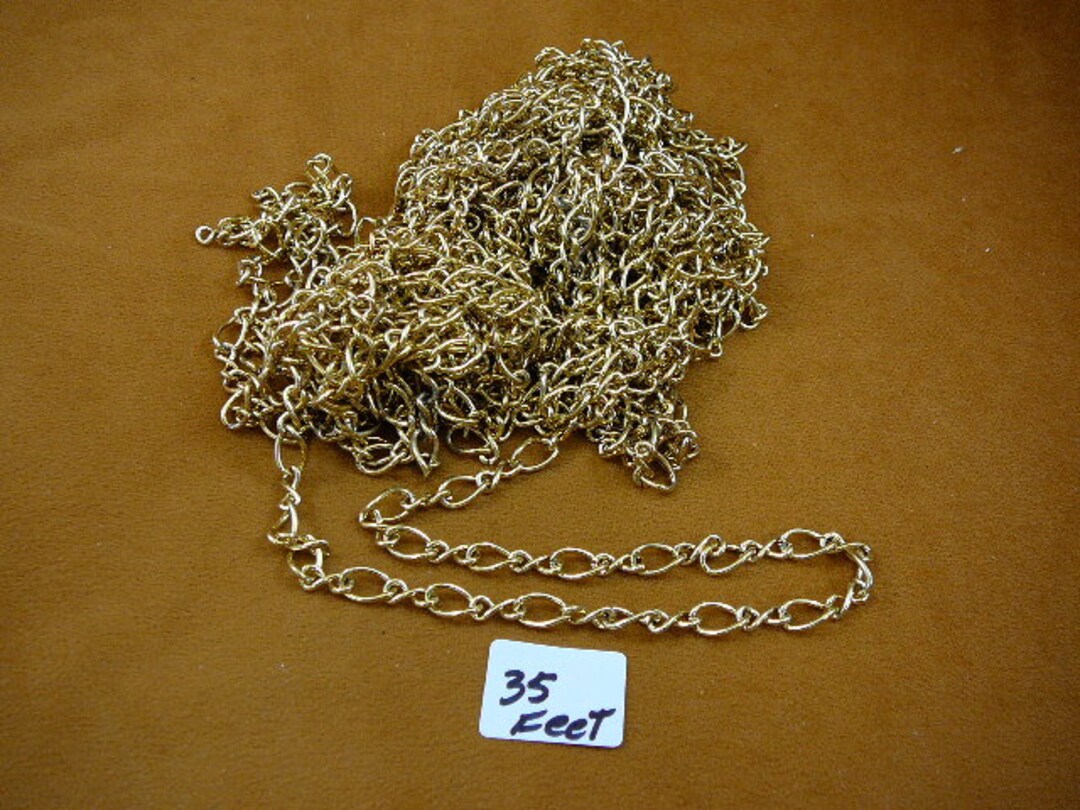 Bulk 35 (thirty-five) Feet Gold Color Brass Chain Footage Wholesale ...