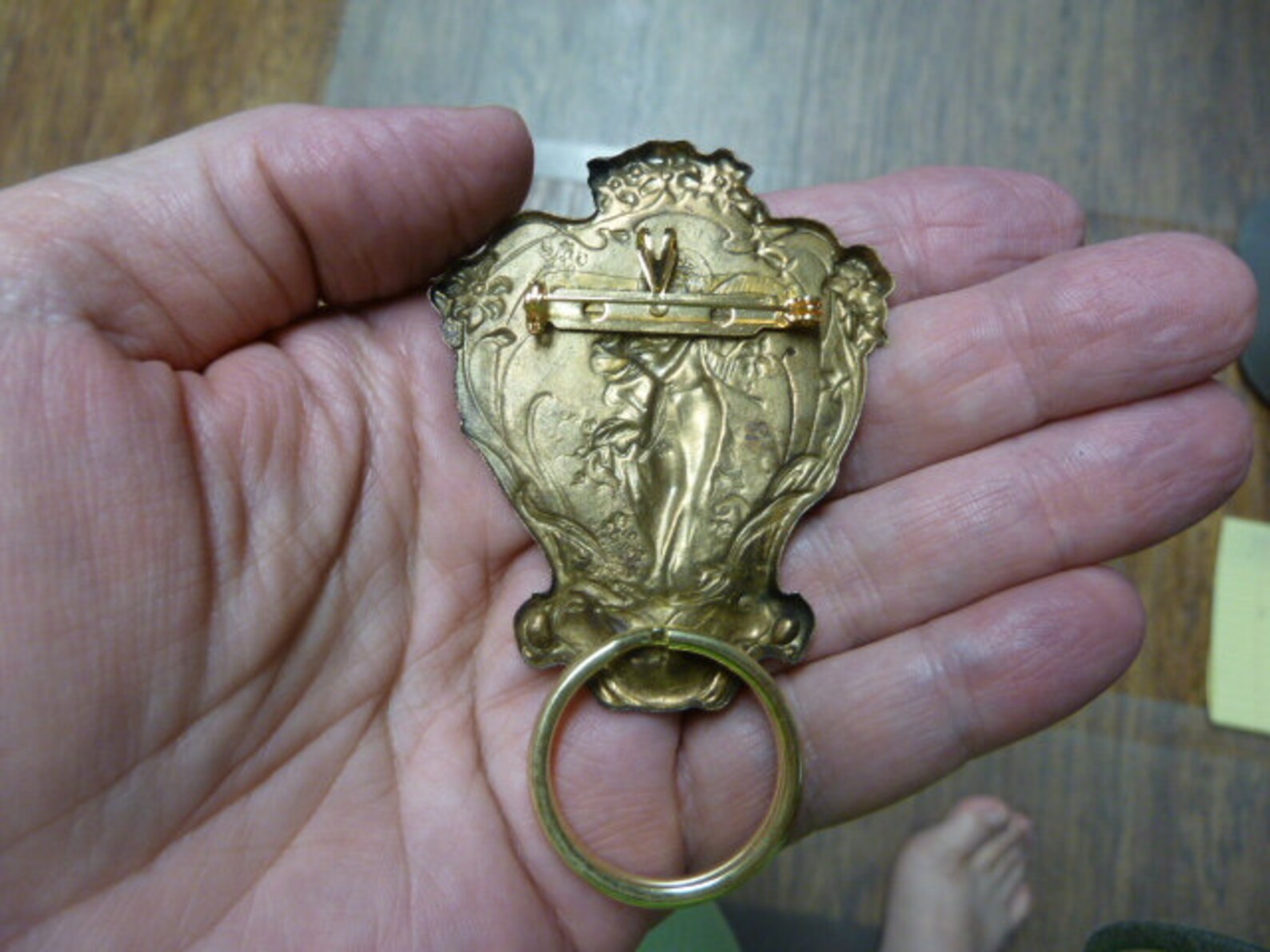 Angel Harp Flowers Brass Eyeglass Pin Pendant ID Badge Holder E-425 - Etsy