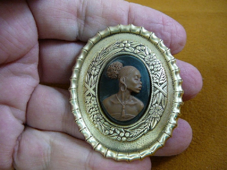 RARE African American LADY Brown Black CAMEO Brass Pin - Etsy