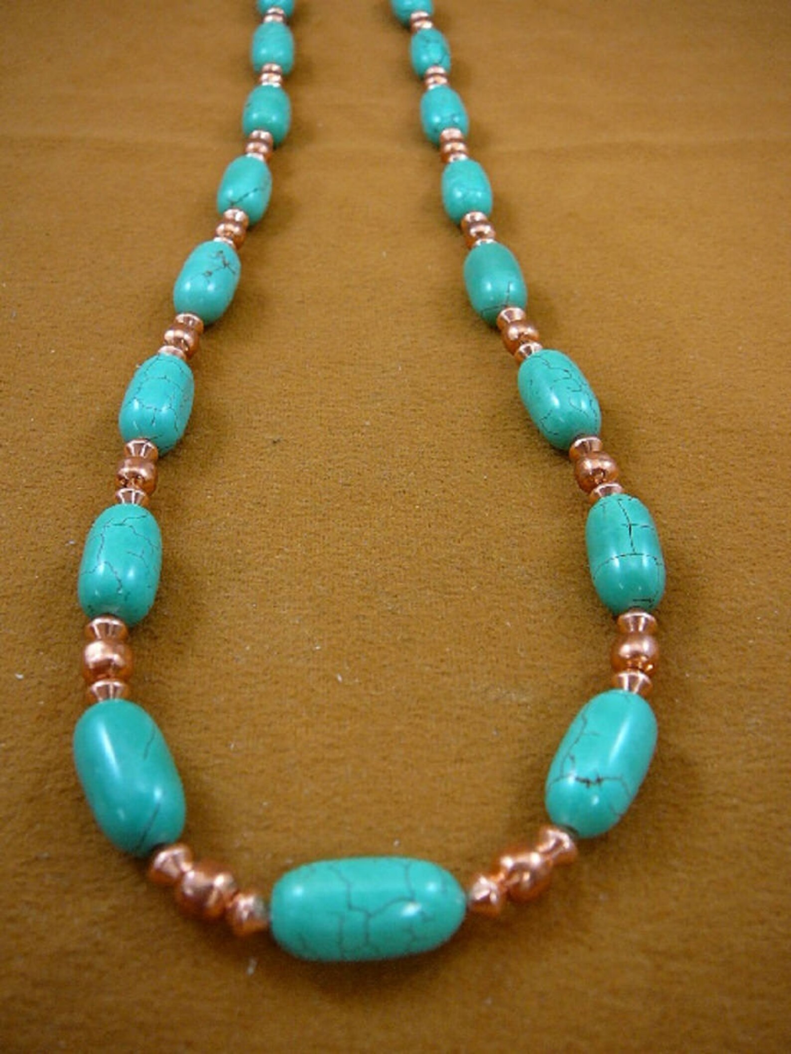 23 Inch Long Specialty Genuine Copper Metal Beads Turquoise Gemstone ...