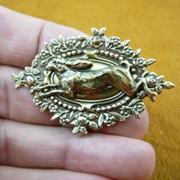 Pewter Pin Rabbit Brooch Hare Head Relief Badge I Love Hares & Rabbits ...