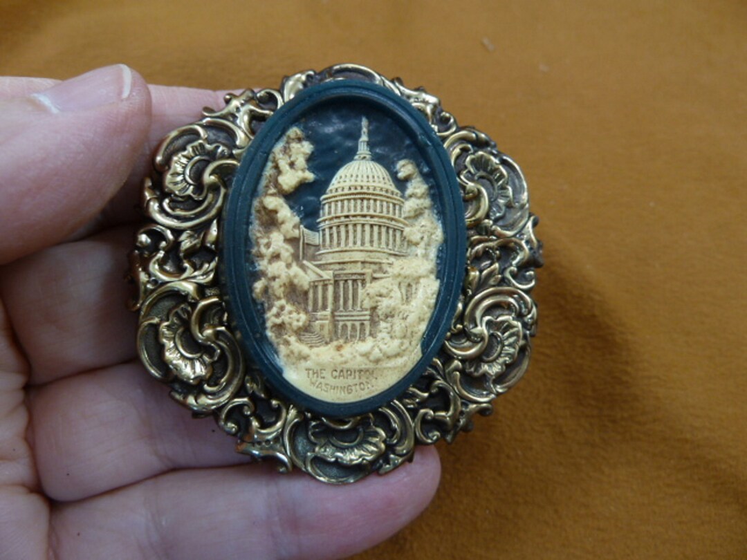 Washington DC D.C. Capitol Building Government Navy Blue Ivory CAMEO ...