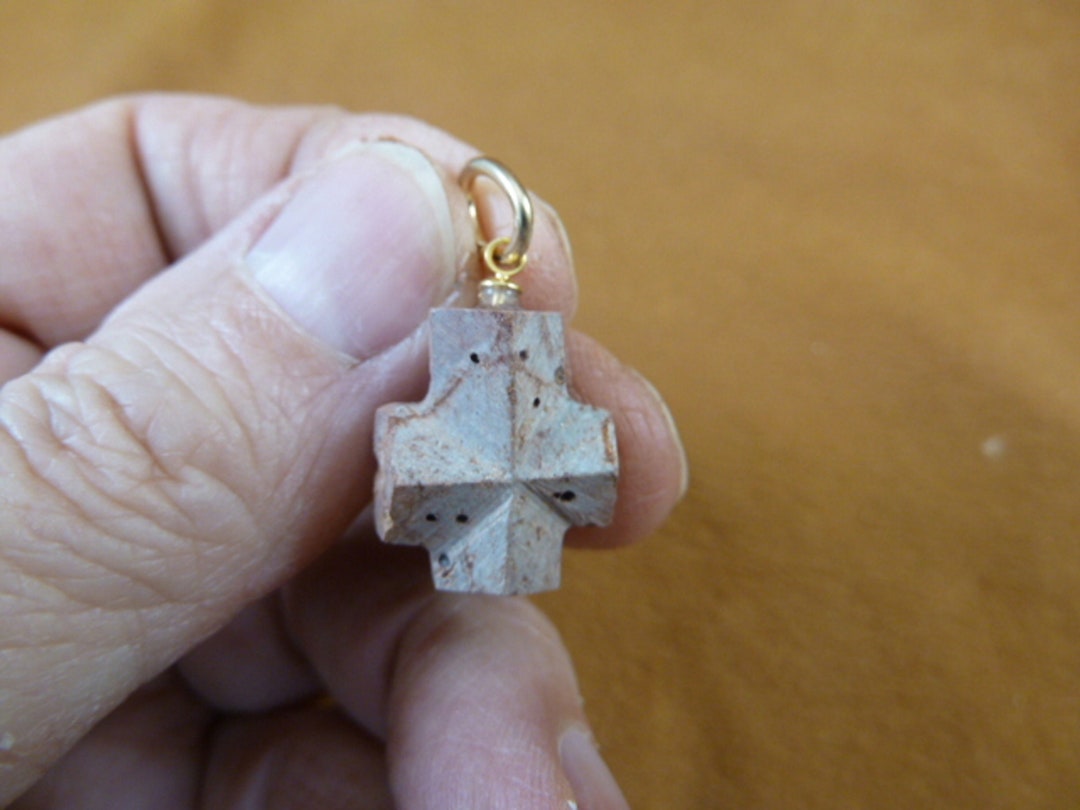 3/4 Natural Fairy Stone Cross Gold Loop Pendant Jewelry Necklace ...