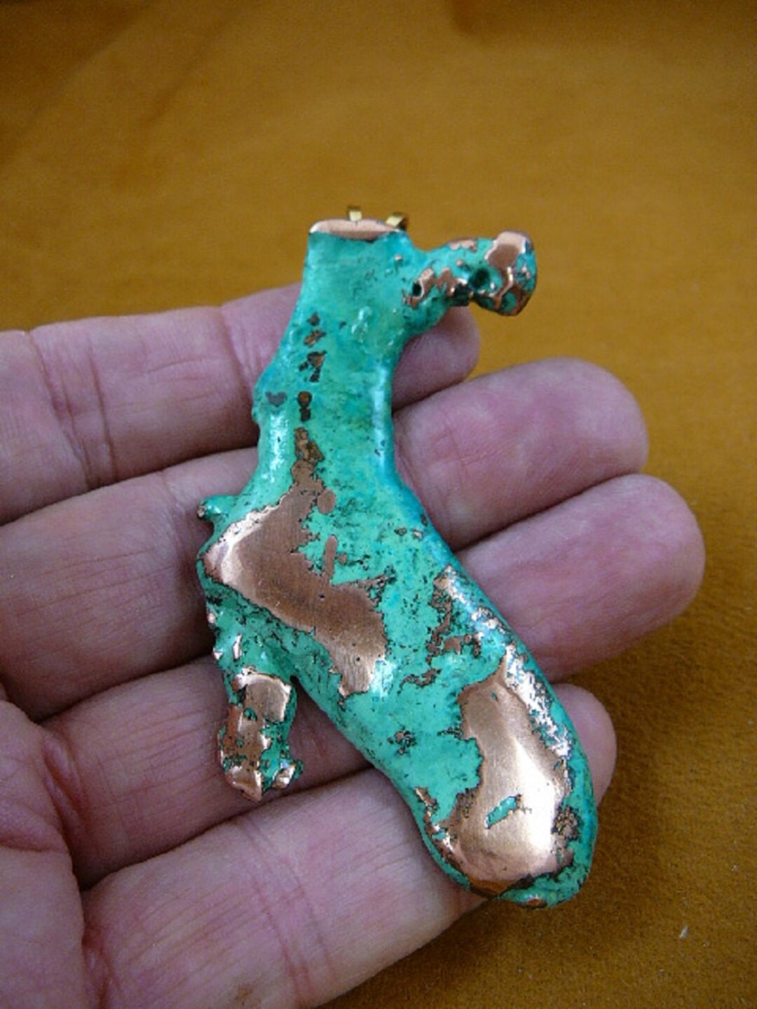 Natural Green Oxidized Michigan Splash Copper Freeform Pendant One of a ...