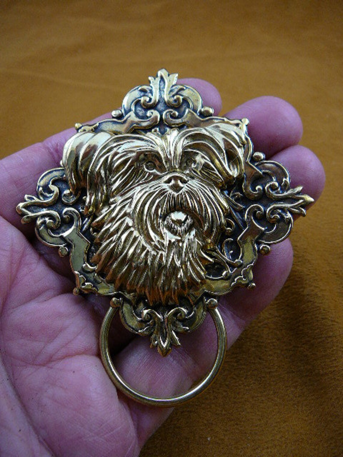 Yorkshire Terrier Yorkie Dog Head on Diamond Shaped Scrolled - Etsy