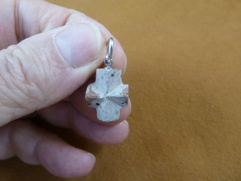 5/8" Natural Fairy Stone Cross Silver Loop Pendant Jewelry Necklace ...
