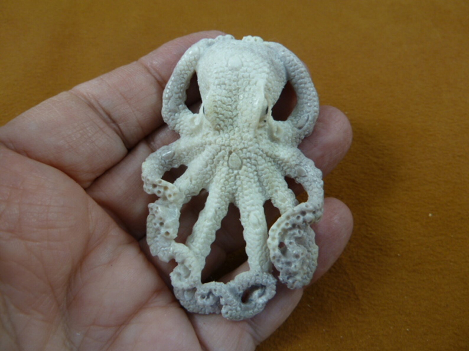 Medium White Octopus of Shed ANTLER Figurine Bali Detailed Carving of ...