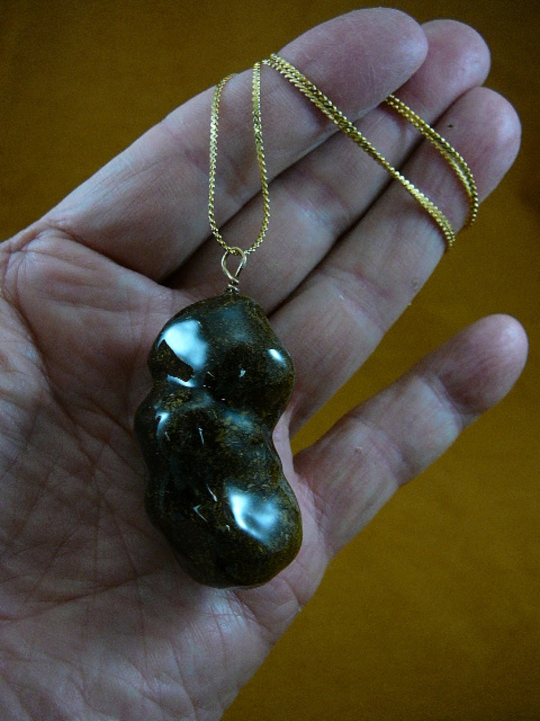 Real Super Jumbo Moose POOP 1 Doo Doo Nugget Pendant on 24" Long Gold ...