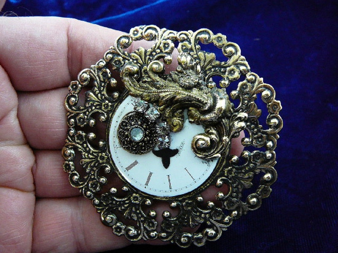 White Pocket Watch Face With Rhinestone Accents Steam Punk | Etsy