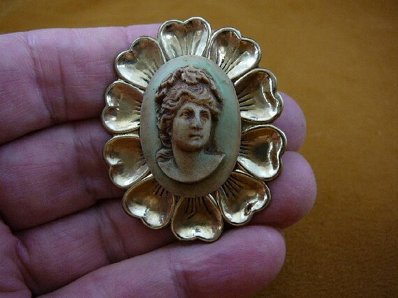Full Face WOMAN Antiqued Ivory Cameo Pin Pendant Jewelry - Etsy