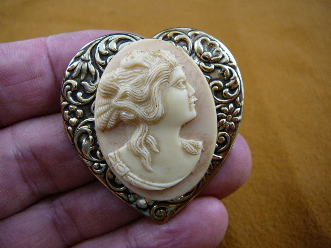 Psyche Greek Mythology Medusa Lady Woman Ivory Oval CAMEO Pin Pendant ...