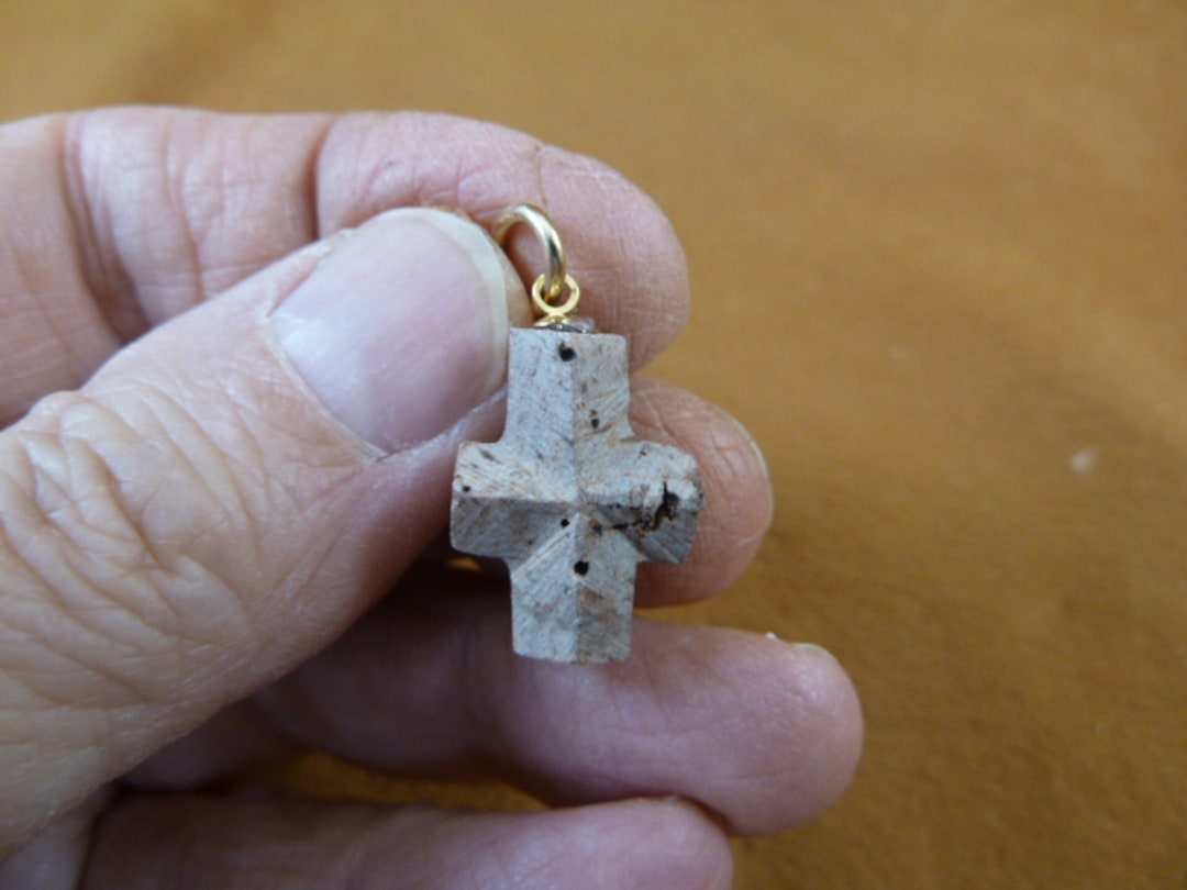 3/4 Natural Fairy Stone Cross Gold Loop Pendant Jewelry Necklace ...